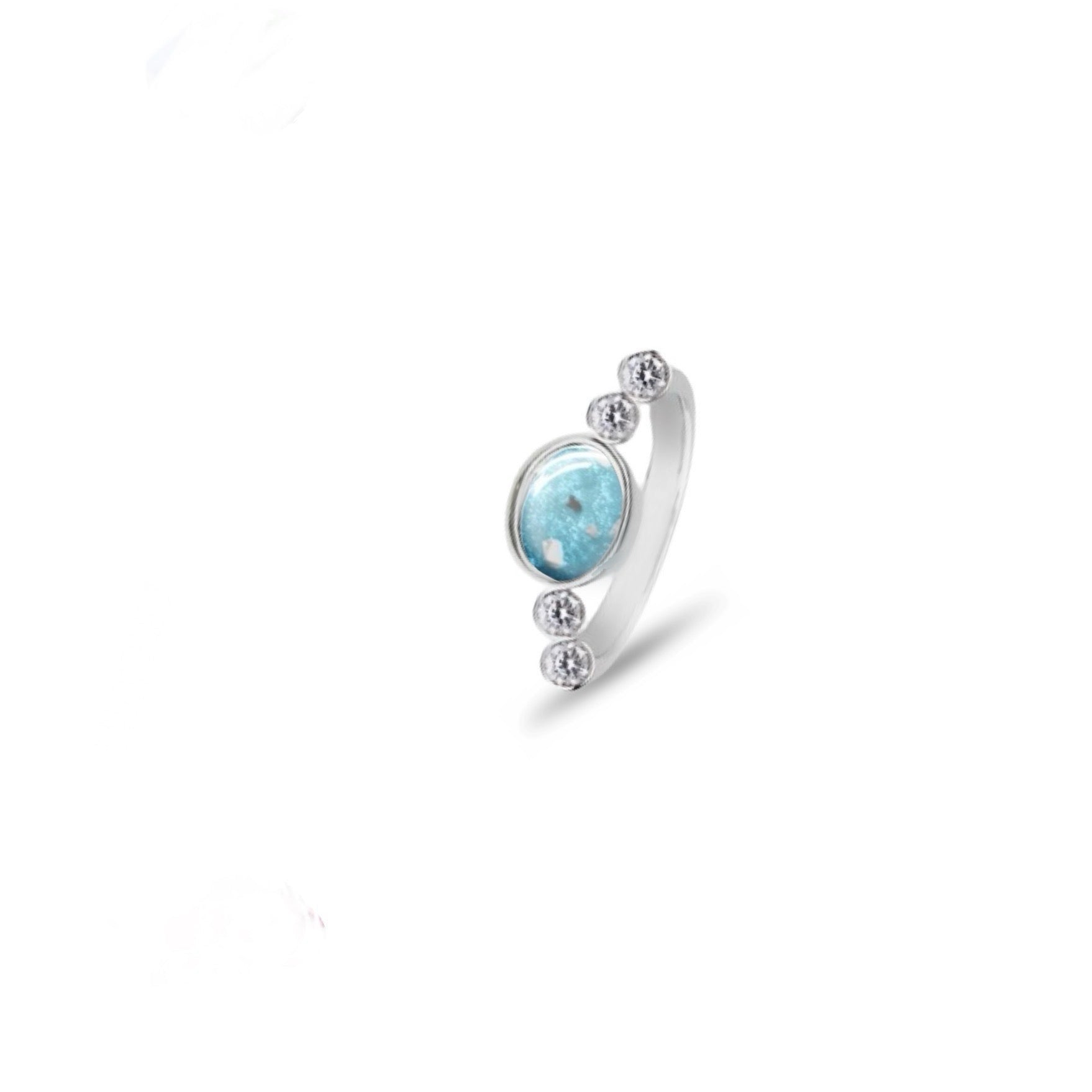 Dainty Oval Memorial Ring with Crystals