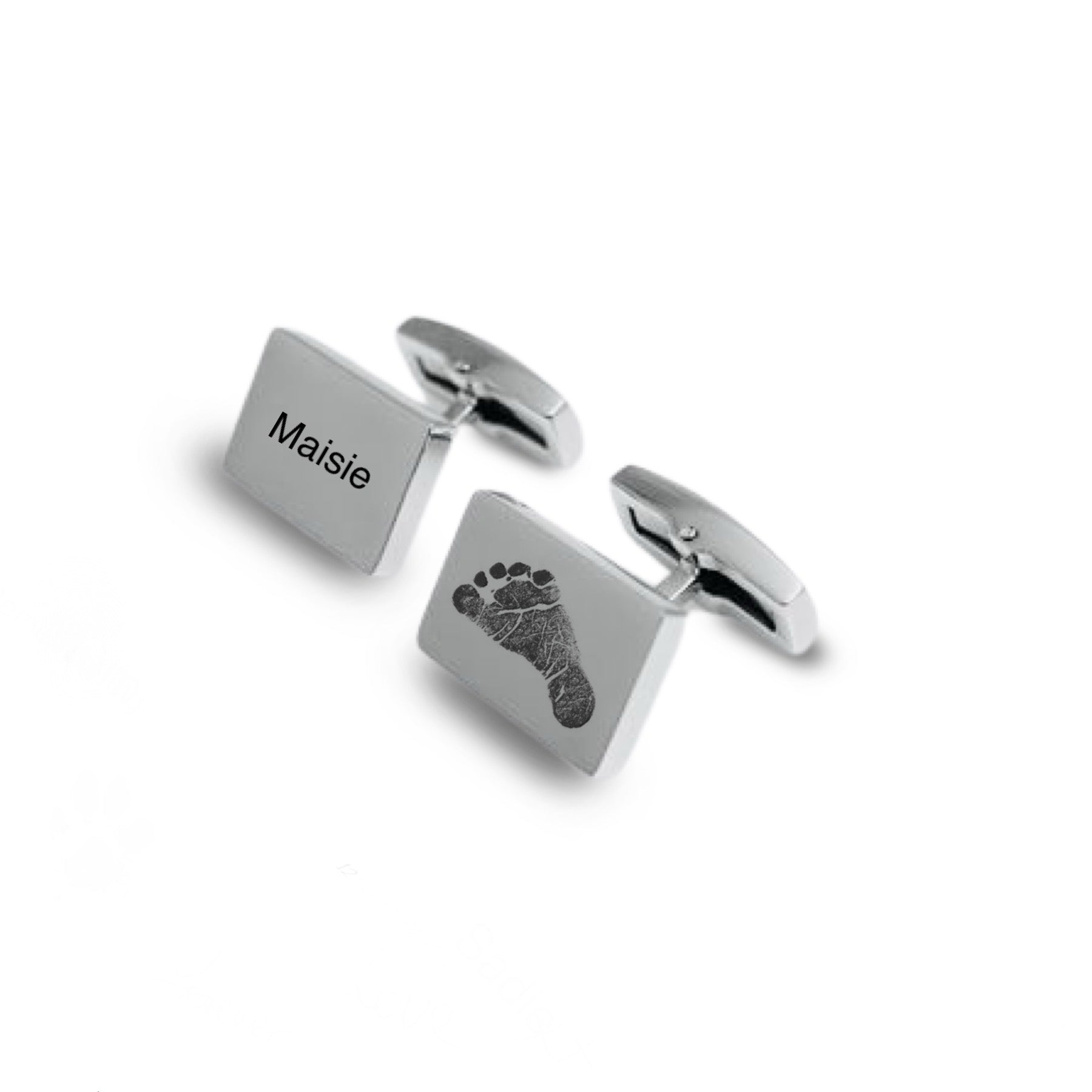 Engraved Hand or Footprint Cufflinks - Rectangle