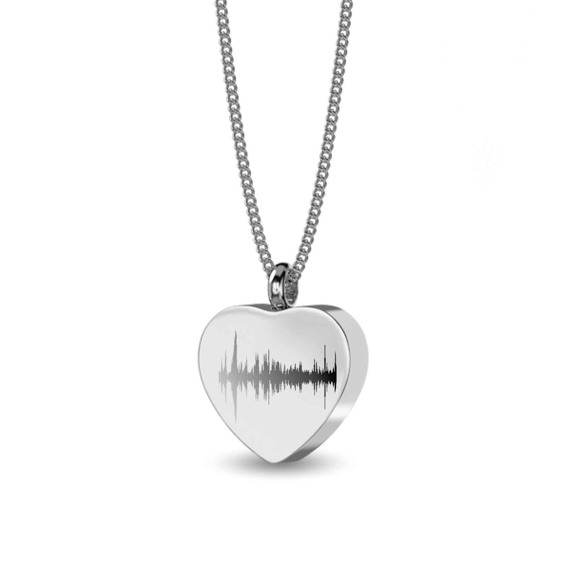 Heart Engraved Sound wave Self Fill Cremation Ashes Necklace